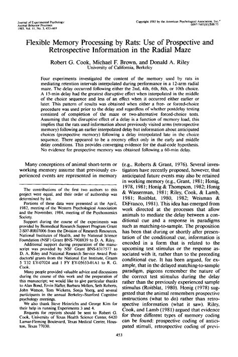 pdf flexible memory processing by rats use of prospective and