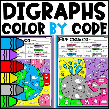 Digraphs CH SH TH And WH Color By Code Worksheets Digraph Color By Code Sheets