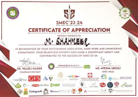 Muhammad Shahmeer Shahid On Linkedin Smec Professionaldevelopment