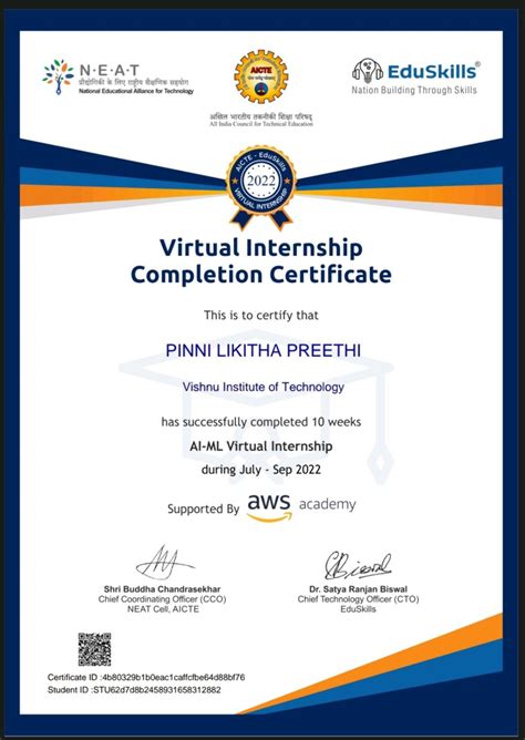 Pinni Likitha Preethi On Linkedin Aicte Aiml Internship Aws