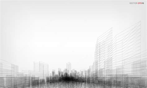 Premium Vector Wireframe City Background Perspective 3d Render Of Building Wireframe Vector