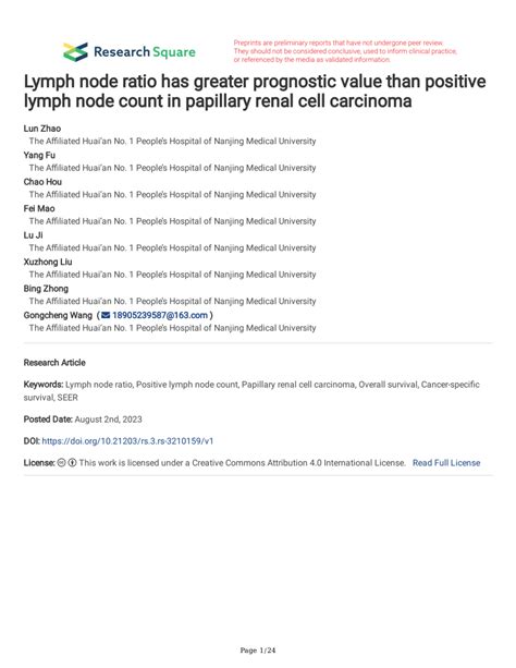 Pdf Lymph Node Ratio Has Greater Prognostic Value Than Positive Lymph
