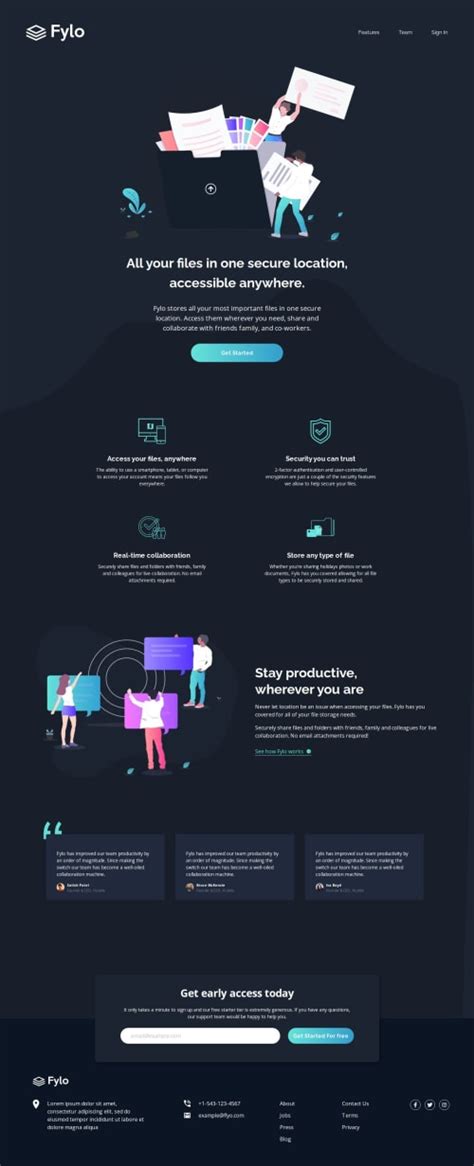 Frontend Mentor Fylo Dark Theme Landing Page Coding Challenge Solution