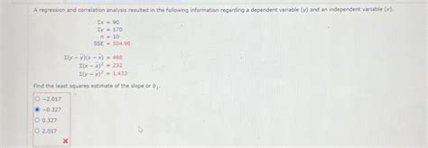 Solved A Regression And Correlation Analysis Resulted In The