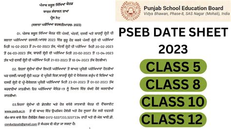 Punjab PSEB Th Th Exam Date Sheet Released On Pseb Ac In Admissions