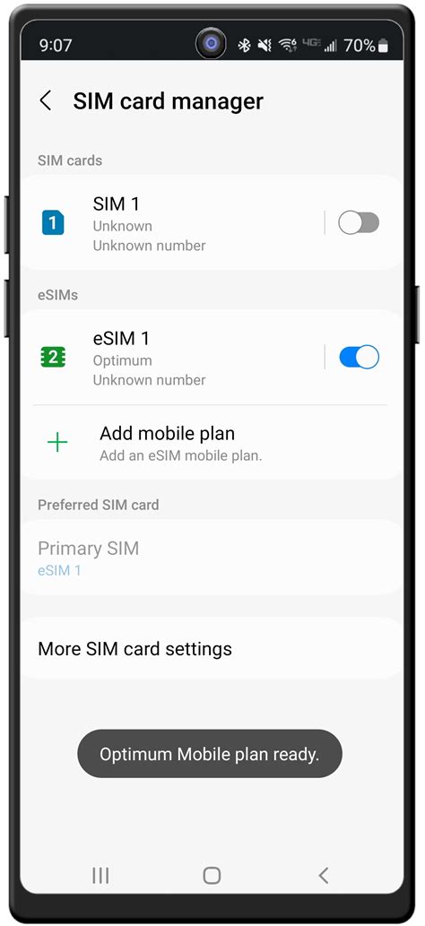 How Do I Manually Activate My ESIM On My Samsung Optimum Mobile