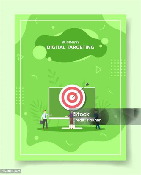 배너 전단지 책 및 잡지 표지 템플릿을 위한 디지털 타겟팅 비즈니스 개념 과녁에 대한 스톡 벡터 아트 및 기타 이미지 과녁