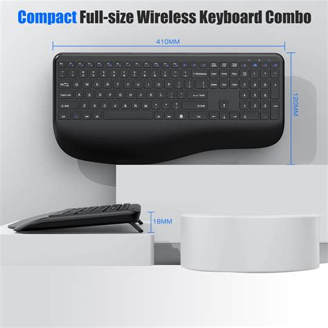 Ergonomic Wireless Keyboard With USB C Rechargeable Full Size And Palm Rest No Backlight YOMI