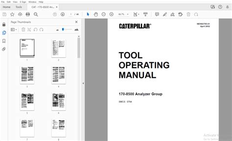 Caterpillar 170 8500 Analyzer Group Tool Operating Manual Pdf
