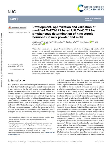 Pdf Development Optimization And Validation Of Modified Quechers Based Uplc Msms For