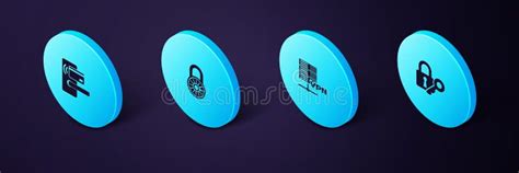 Set Isometric Lock And Key Server Vpn Safe Combination Lock Wheel And Digital Door With