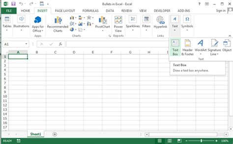 Insert Bullets In Excel Worksheet