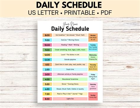 Daily Routine Schedule Daily Schedule Everyday Schedule Daily
