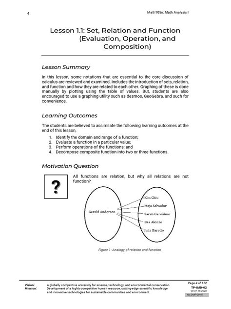 Lesson 11 Pdf Function Mathematics Set Mathematics
