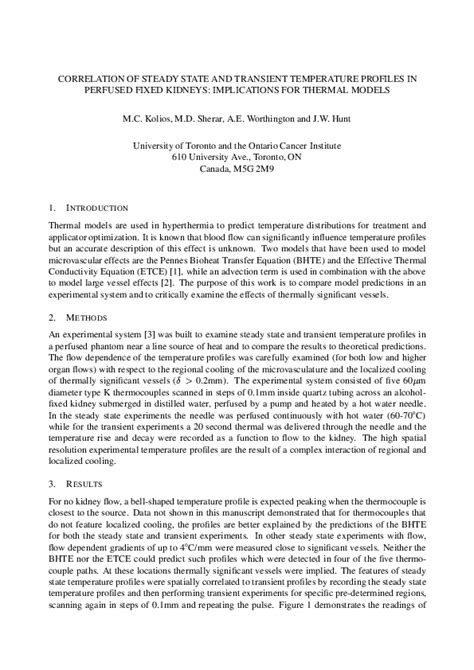 Pdf Correlation Of Steady State And Transient Temperature Profiles In