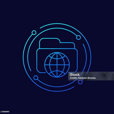 Online Folder Icon Linear Design Stock Illustration Download Image