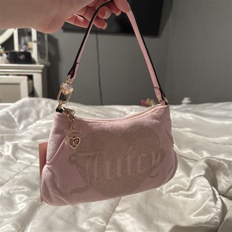 Light Pink Velvet Juicy Couture Purse With Gold Depop