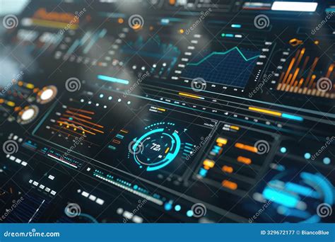 Hightech Interface With Futuristic Data Visualizations And Analytics
