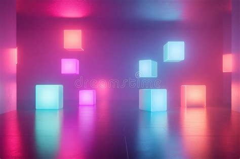 Floating Colorful 3d Cubes Create A Futuristic Minimalistic Atmosphere With Soft Reflections And