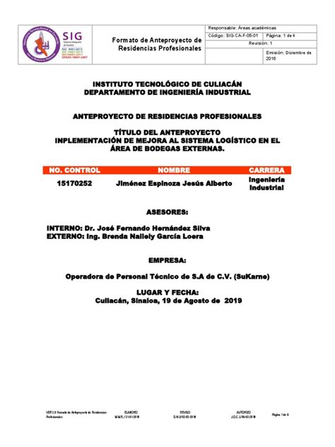 Formato De Anteproyecto Pdf Software