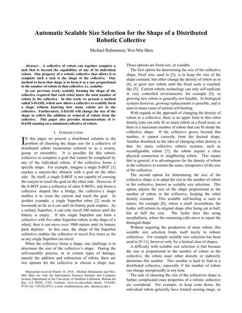 Pdf Automatic Scalable Size Selection For The Shape Of A Distributed Robotic Collective