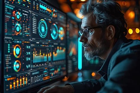 Premium Ai Image An Analyst Uses A Computer And Dashboard For Data Business Analysis And Data