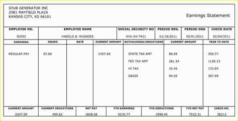 Free Online Pay Stub Template Of Check Stub Template Heritagechristiancollege