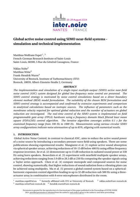 Pdf Global Active Noise Control Using Simo Near Field Systems