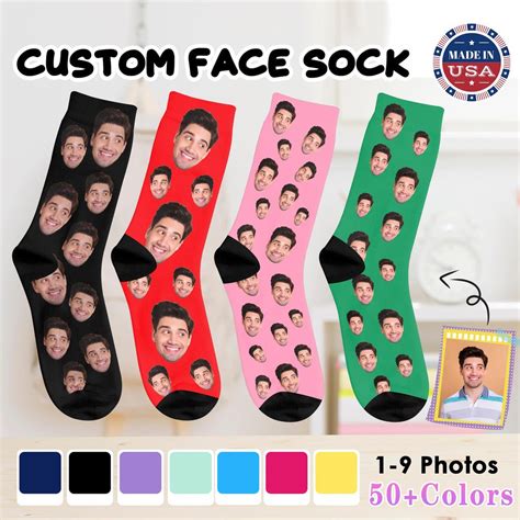 Custom Face Socks Personalized Photo T Made In Usa Etsy