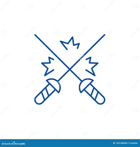 Fencing Line Icon Concept Fencing Flat Vector Symbol Sign Outline Illustration Stock Vector