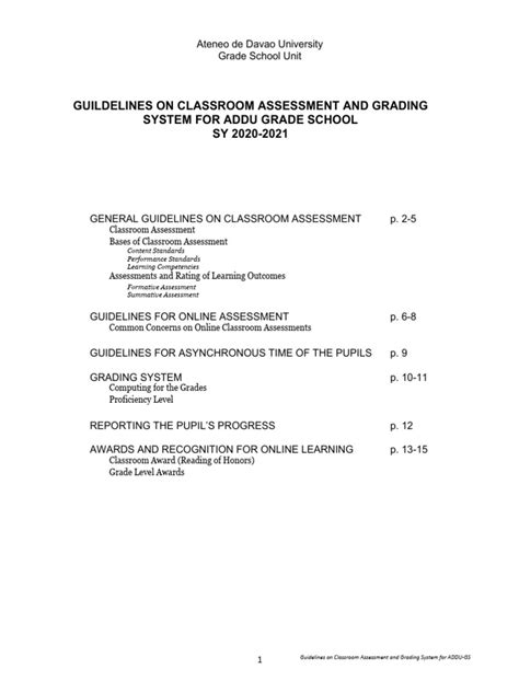 Guidelines On Classroom Assessment And Grading System For Addu Online Learning Pdf Guidelines On Classroom Assessment And Grading System For Addu Online Learning Pdf