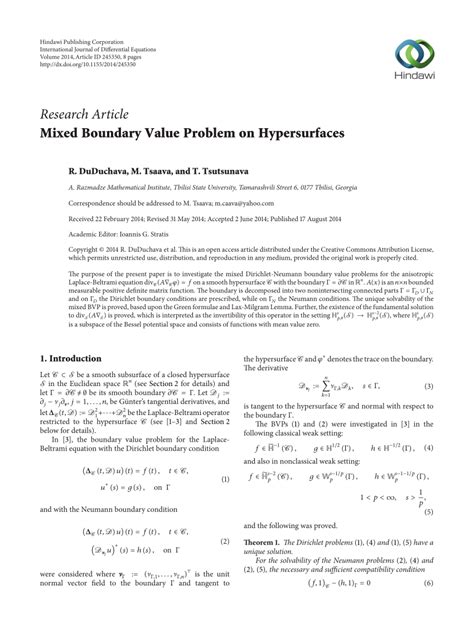 Pdf Mixed Boundary Value Problem On Hypersurfaces