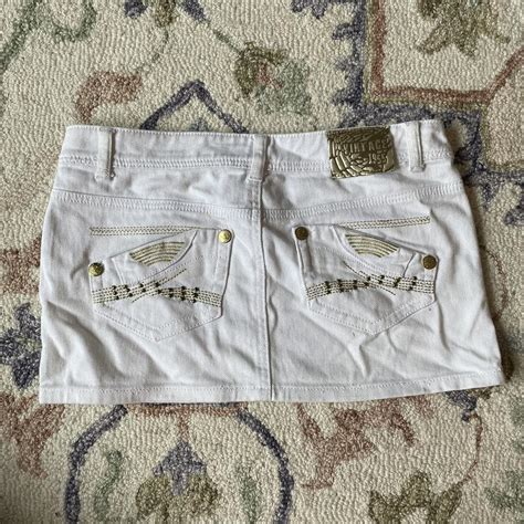 Itty Bitty White And Gold Mini Skirt Perfect For Depop