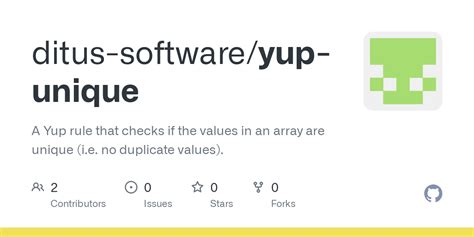 Github Ditus Softwareyup Unique A Yup Rule That Checks If The