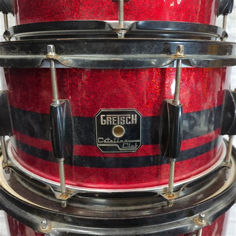 Gretsch Catalina Club Mod Drum Kit Red Sparkle Black Stripe Evolution