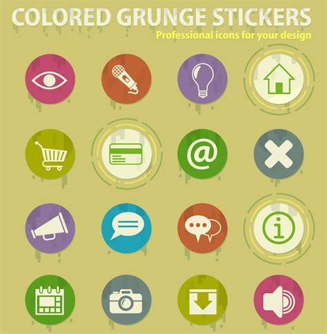 premium vector user interface colored grunge icons