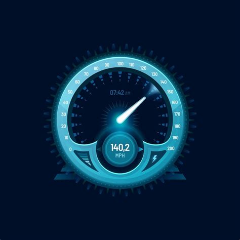 premium vector speedometer neon dial car speed gauge dashboard