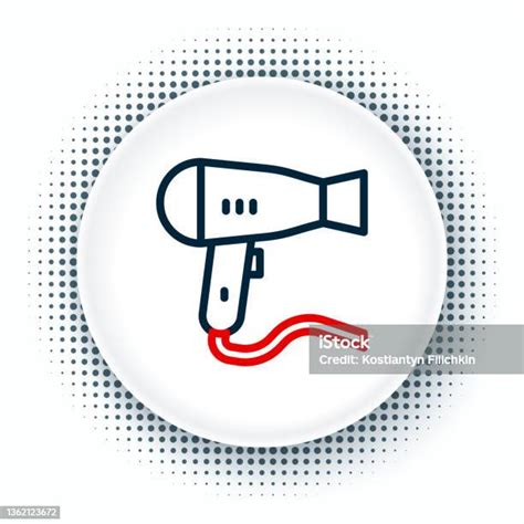 흰색 배경에 격리 된 라인 헤어 드라이어 아이콘 헤어 드라이어 기호 헤어 건조 기호 뜨거운 공기를 불어 다채로운 개요 개념 벡터 건조한에 대한 스톡 벡터 아트 및 기타