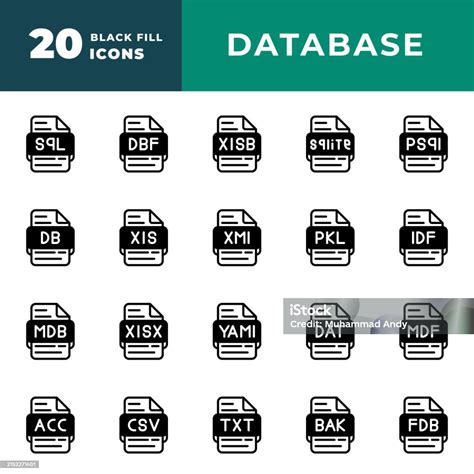 문서 파일 형식 아이콘 Set을 클릭합니다 파일 및 확장자 형식 아이콘 블랙 필 디자인 Sql Xml Csv 벡터 일러스트 레이