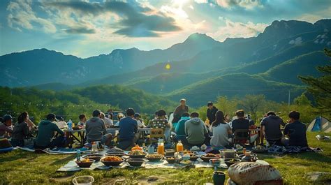 Premium Photo People Gathering For A Picnic In A Tranquil South