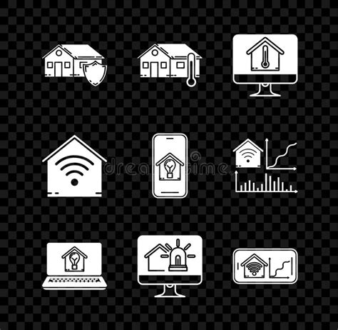 Set House Under Protection Temperature Computer Monitor With House Laptop Smart And Light