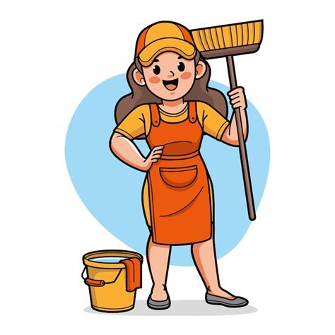 손으로 그린 청소 사람 만화 그림 무료 벡터