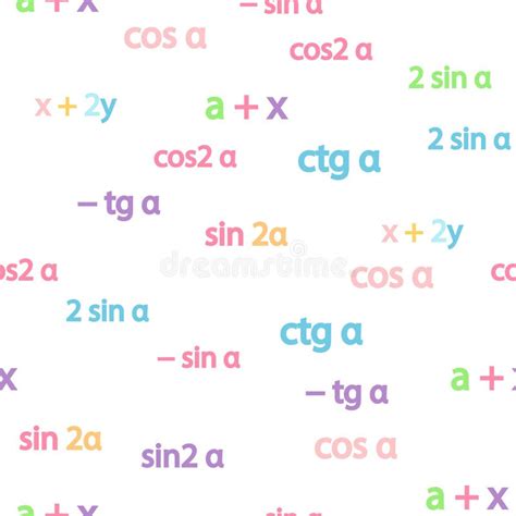 Seamless Pattern With Mathematical Formulas And Numbers Algebra And Geometry Calculations
