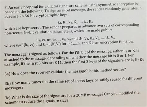An Early Proposal For A Digital Signature Scheme Chegg Com
