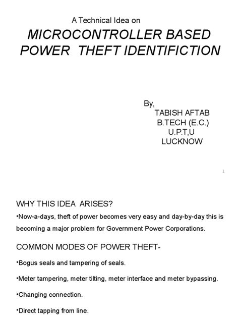 Microcontroller Based Power Theft Identification Pdf