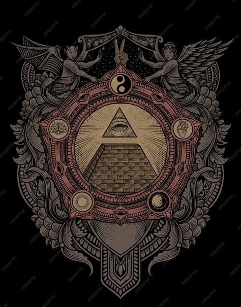 Premium Vector Illustration Illuminati Pyramid With Engraving Style