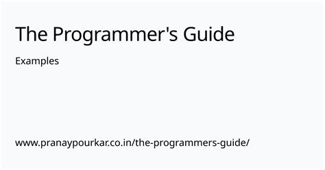 Examples The Programmers Guide