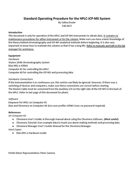 Hplc Icp Ms Sop Pdf Pdf High Performance Liquid Chromatography Chromatography