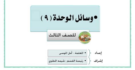 الصف الثالث وسائل رياضيات الوحدة 9 مدرسة هدية اعداد أمل الموسى مدرستي