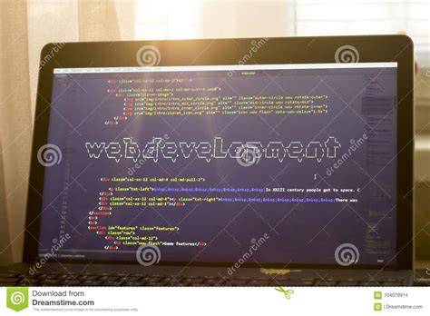 web developer workplace in sunset lights web development phrase ascii art inside real html code